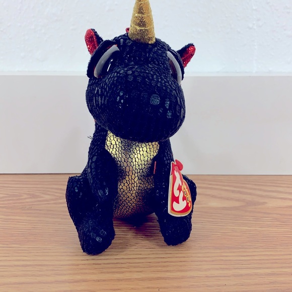 Ty | Toys | Ty Beanie Boos Grindal Dragon Unicorn Plush Black Gold Red ...